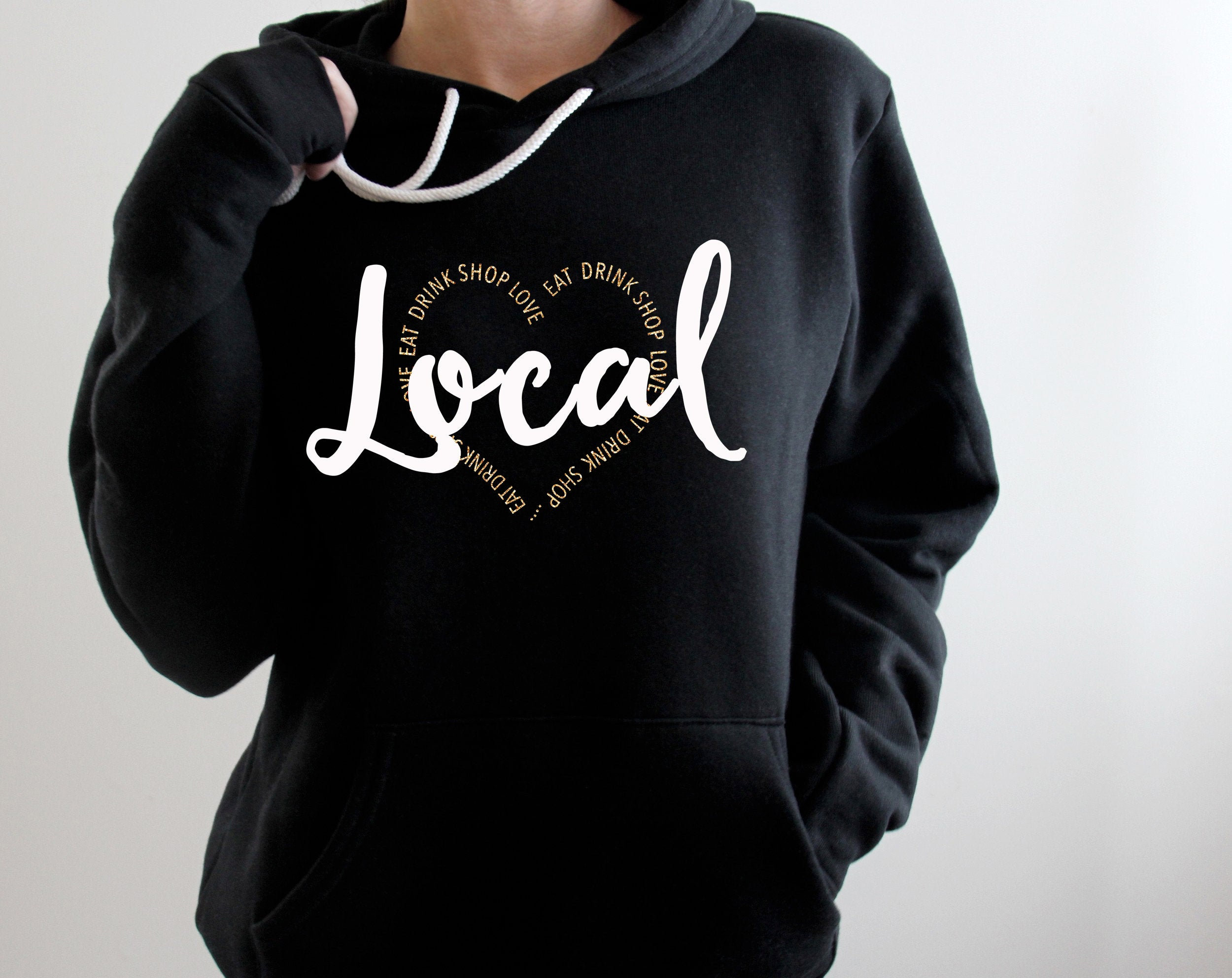 Love Local Black Cozy Hoodie - Etsy UK
