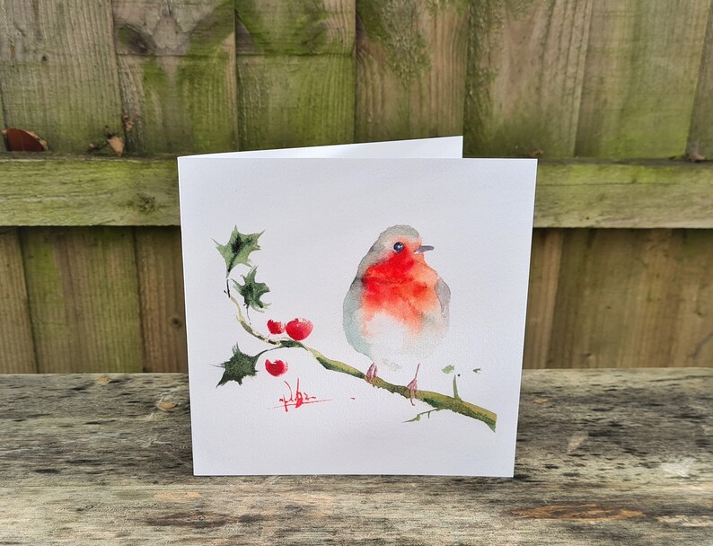 Christmas Robin Greeting Card Pack of 2 Christmas Cards Watercolor ...