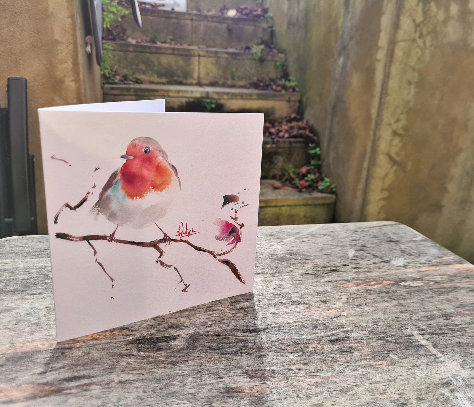 Christmas Robin Greeting Card Pack of 2 Christmas Cards Watercolor ...