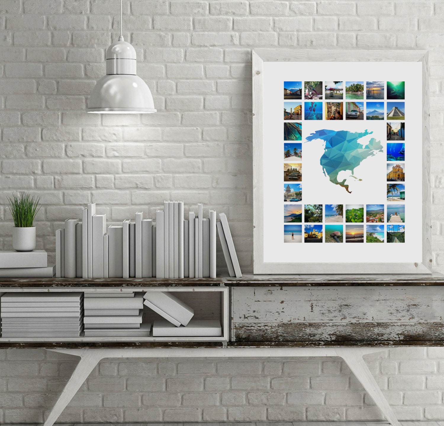 Custom Map Photo Collage Custom Design Outline Map Photo - Etsy