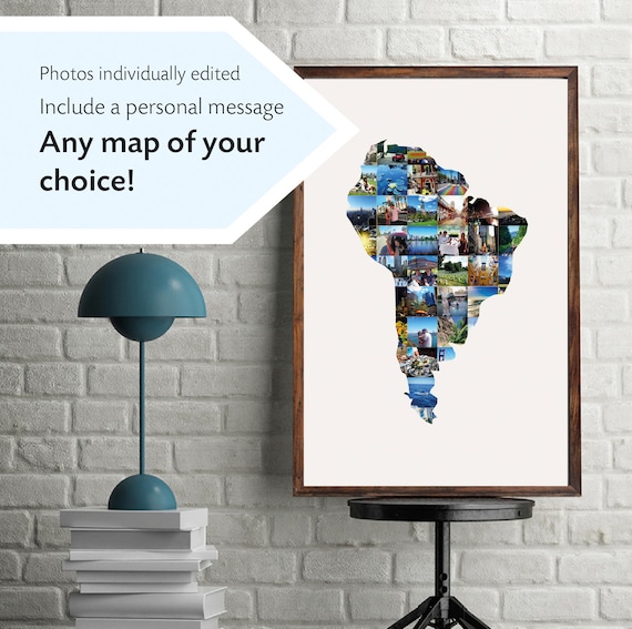 Custom Photo Map Collage Custom Design Country Outline Map - Etsy