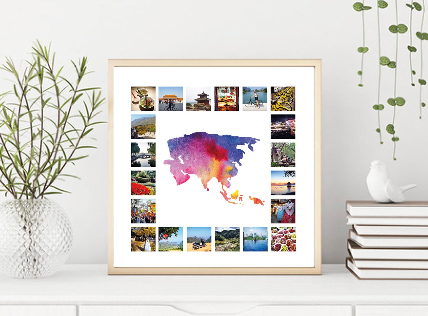 Custom Map Photo Collage, Custom Design, Outline Map, Photo Collage ...