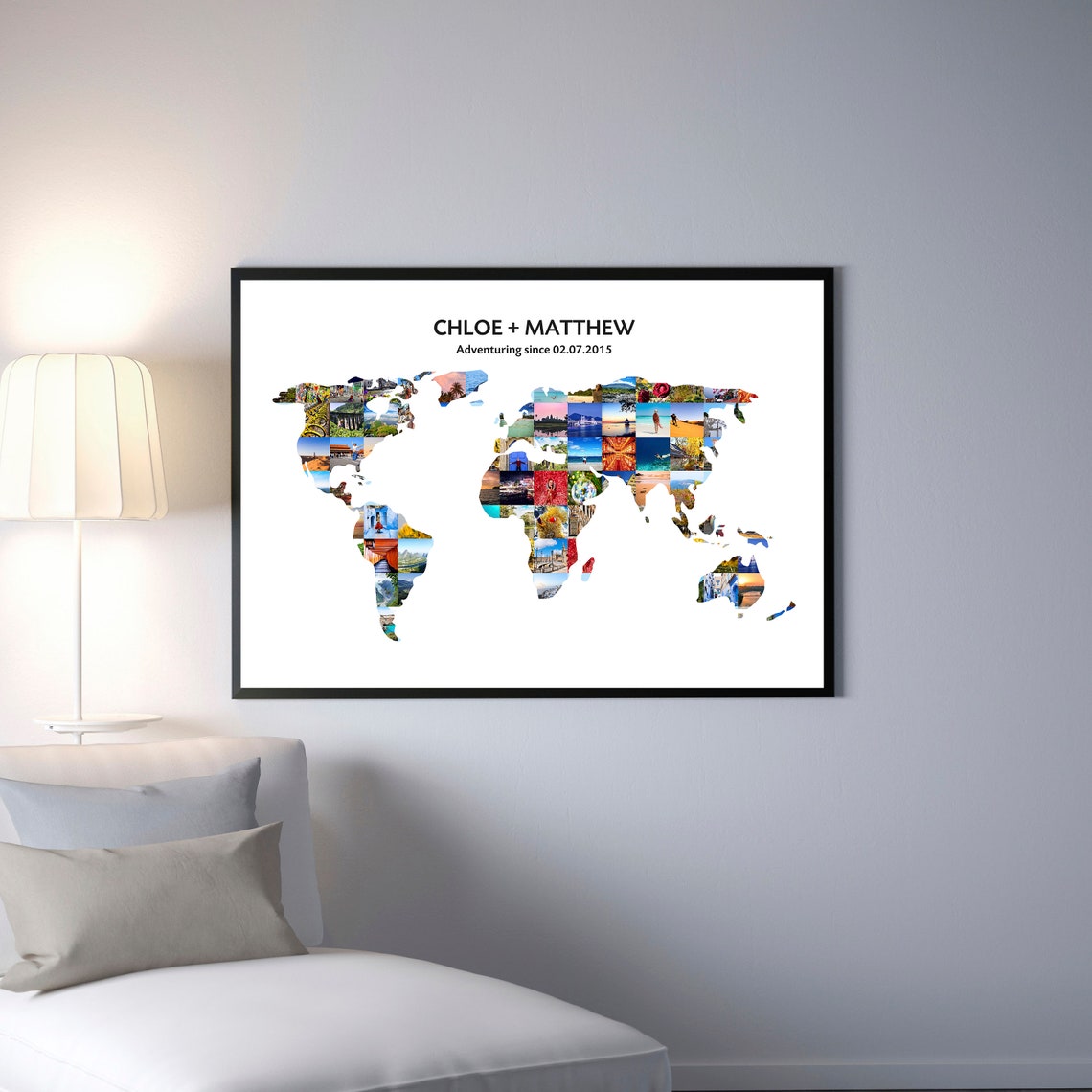 Downloadable World Map Photo Collage, Custom Edited Print, Holiday ...