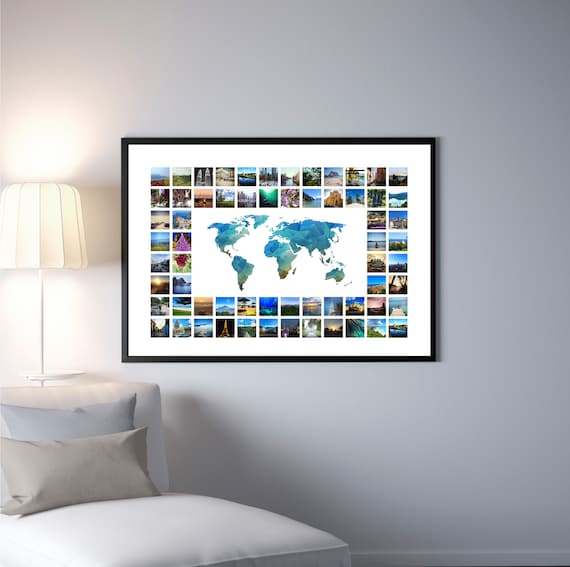 World Map Photo Collage Photo Travel Gift Custom Photo | Etsy