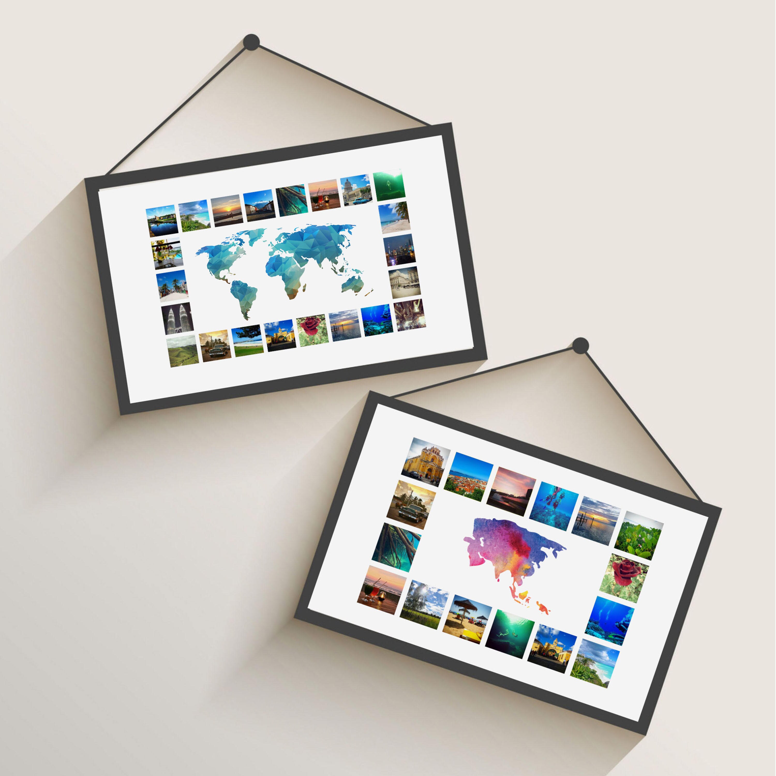 World Map Photo Collage, Photo Travel Gift, Custom Photo Print, Travel ...