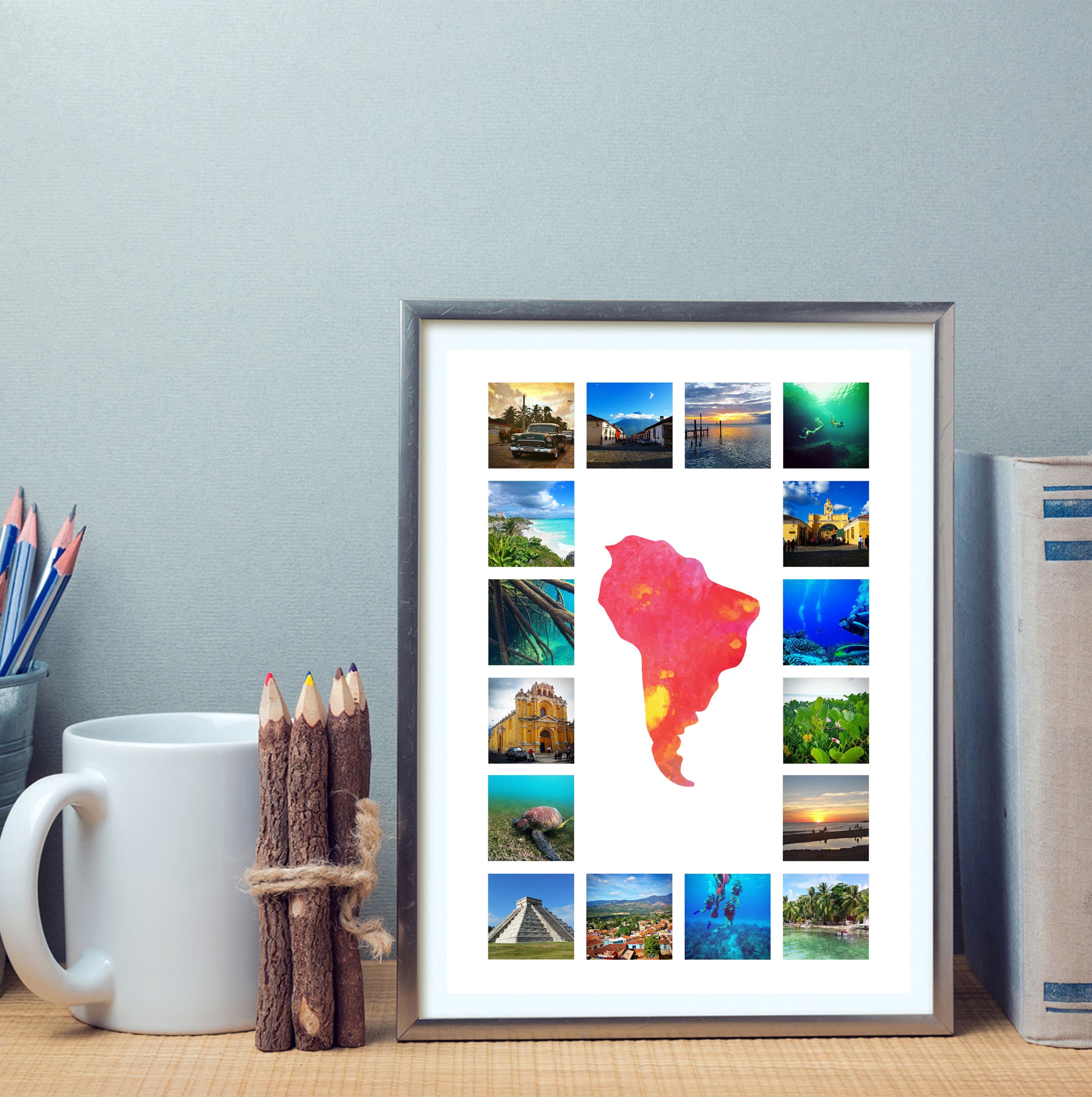 Custom Map Photo Collage, Custom Design, Outline Map, Photo Collage ...