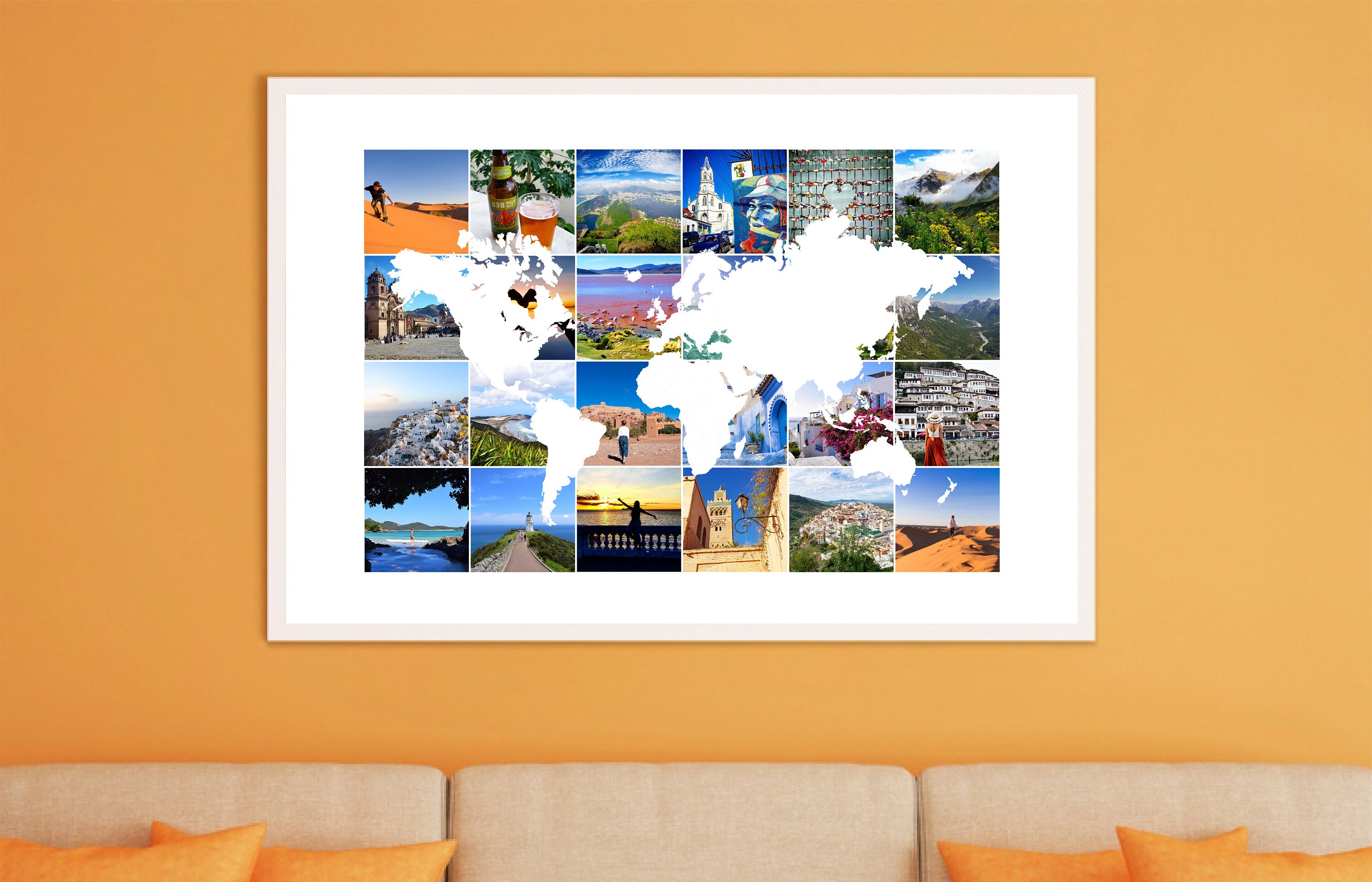 World Map Photo Collage, Quarantine Lockdown Gift, Custom Photo Print ...