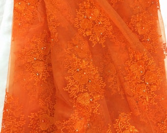 Orange Lace Fabric - Etsy UK