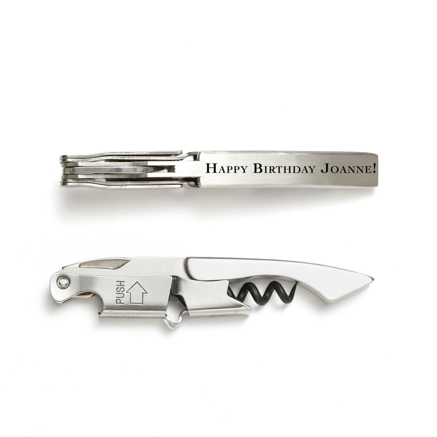 Stainless Steel Pocket Corkscrew Wine Opener Engrave Coutale Sommelier ...