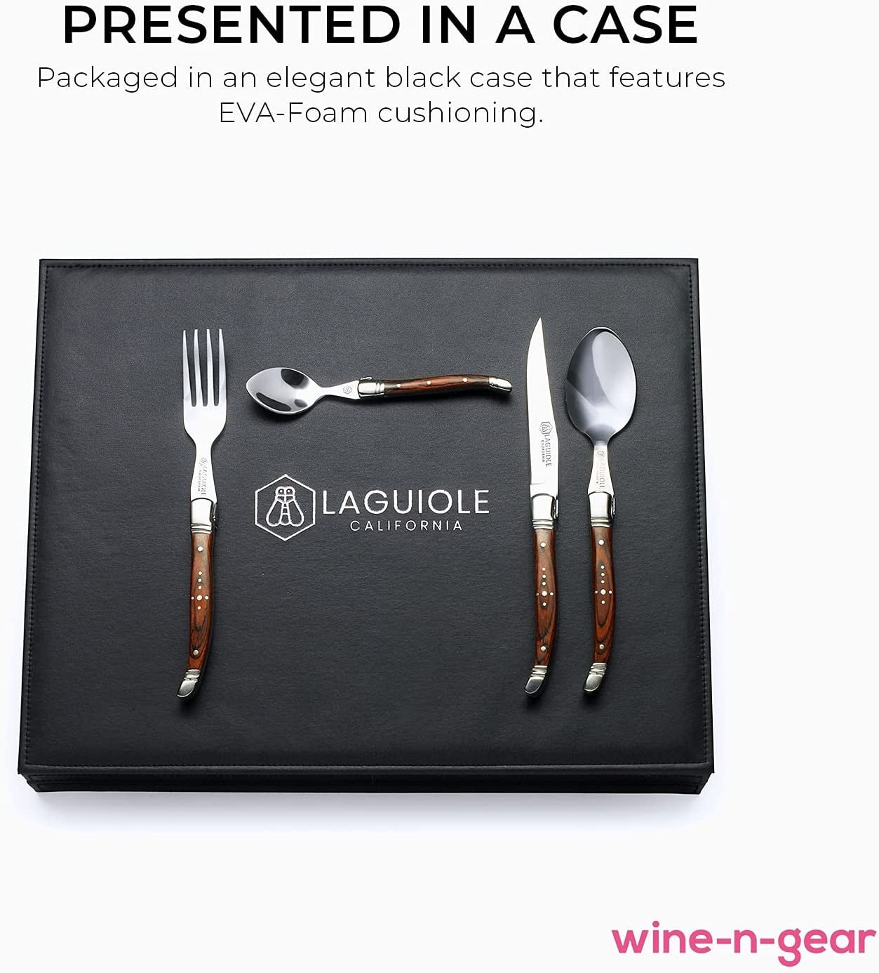 Laguiole California Silverware Cutlery Set - 24 Piece Rosewood Set ...