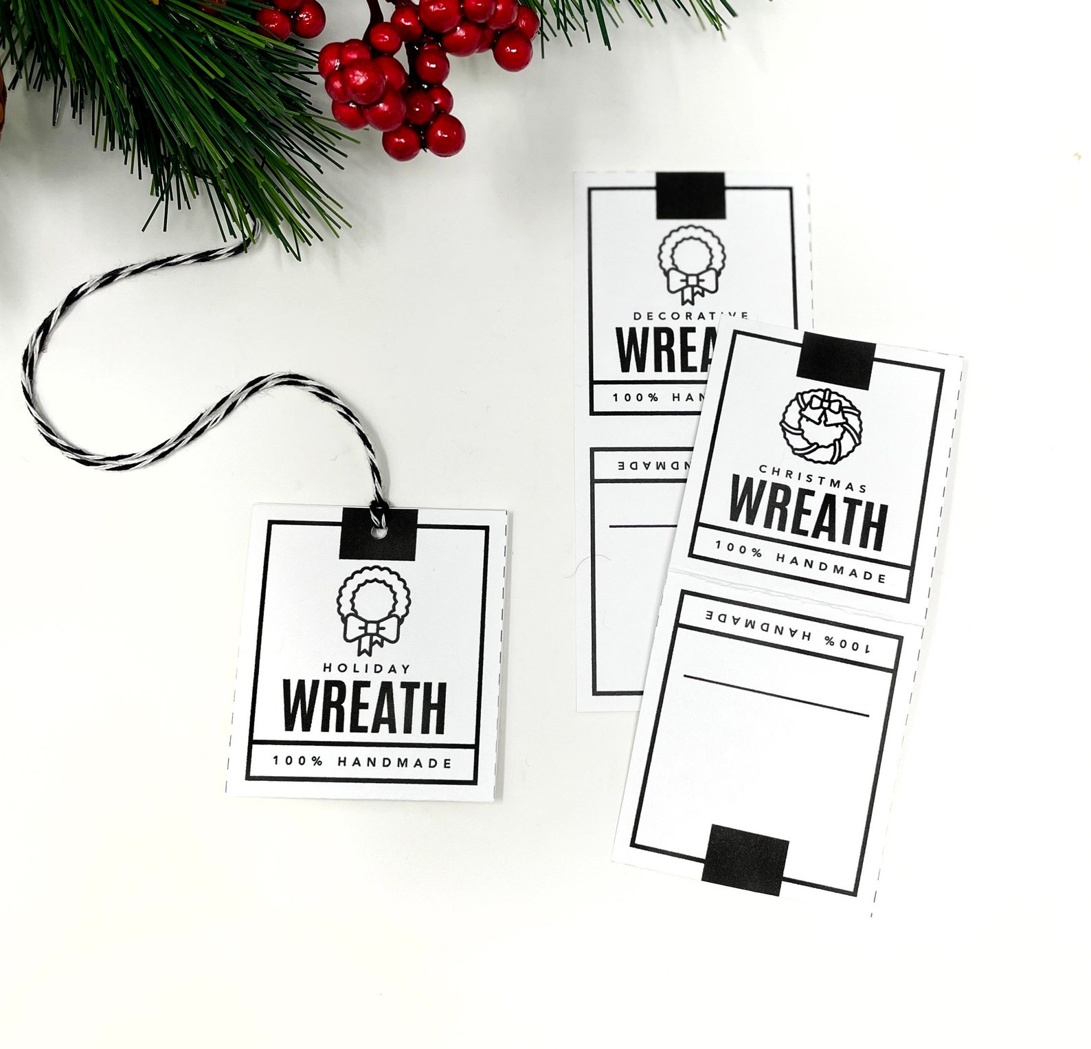 PRINTABLE Wreath Tags Digital PDF Hang Tags and Packaging - Etsy