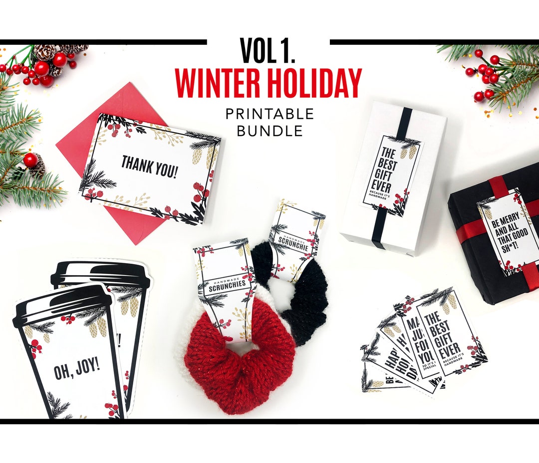 PRINTABLE BUNDLE - Holidaytags and Cards - Digital PDF - Christmas and ...