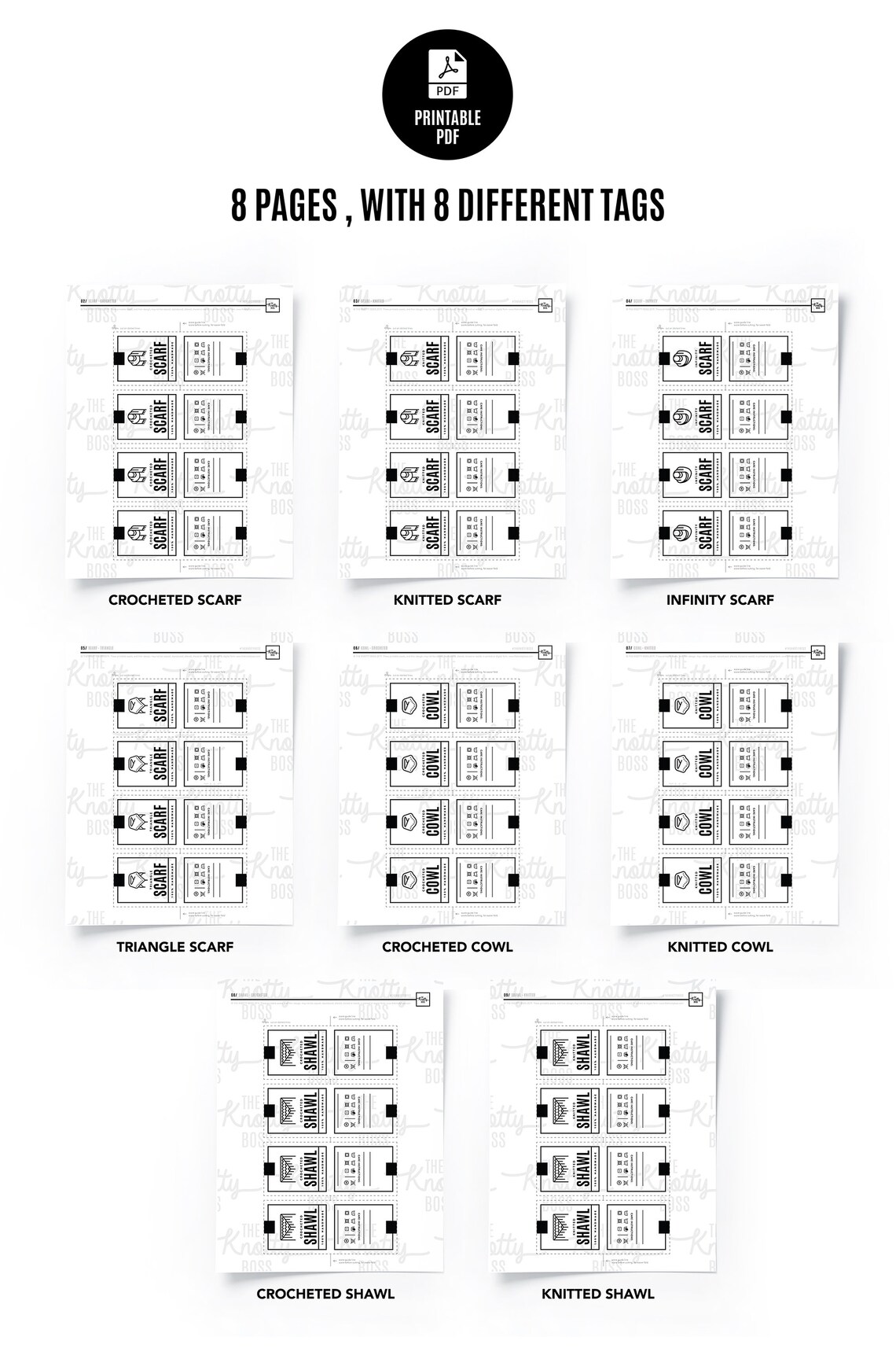 PRINTABLE Scarf / Cowl / Shawl Tags 8pc Set Downloadable - Etsy