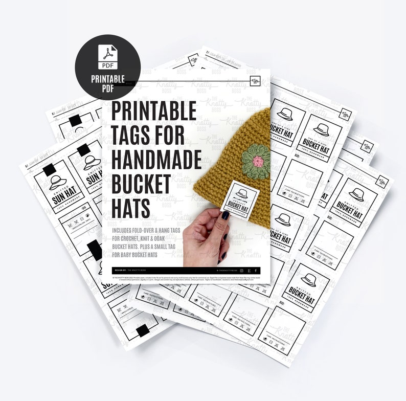 PRINTABLE Bucket Hat & Baby Bucket Hat Tags Digital PDF - Etsy