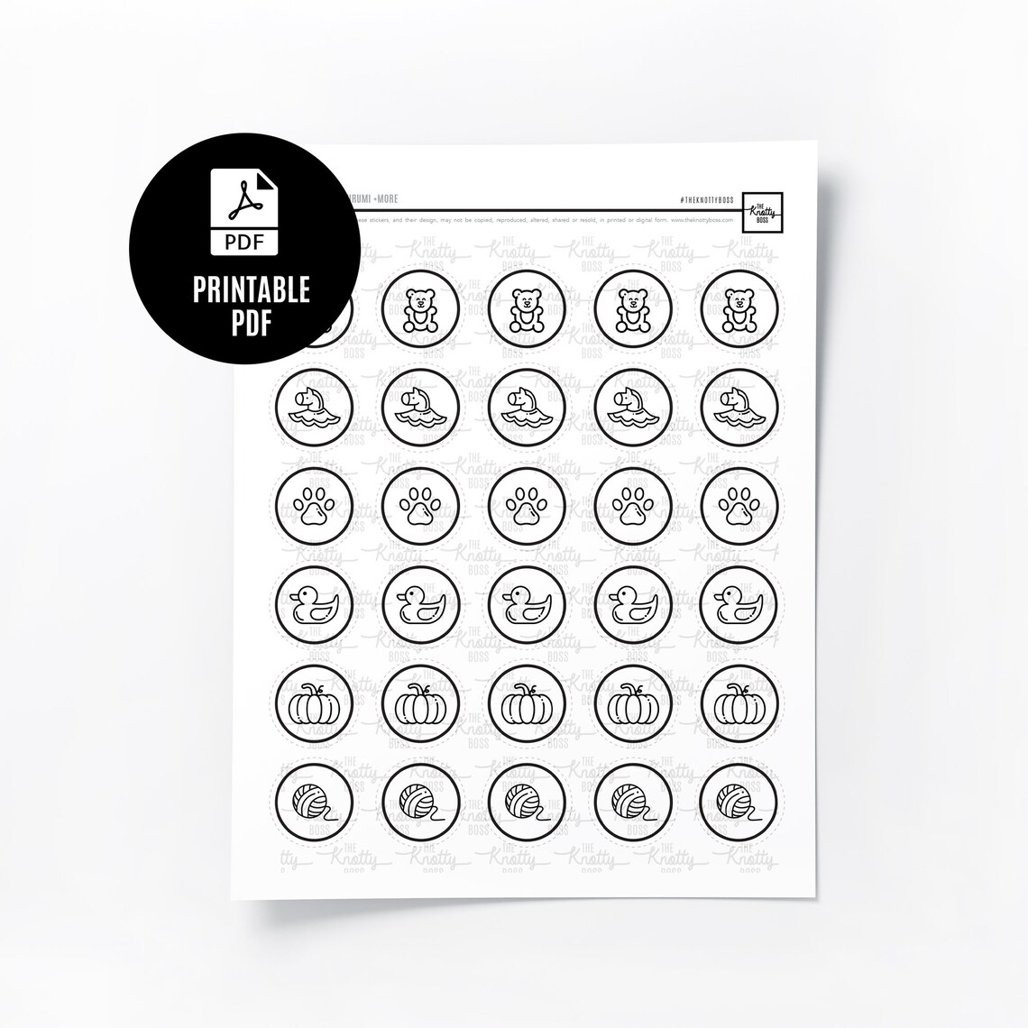 PRINTABLE Sticker Bundle PDF Template - 36 Sticker Designs- Maker Tools ...