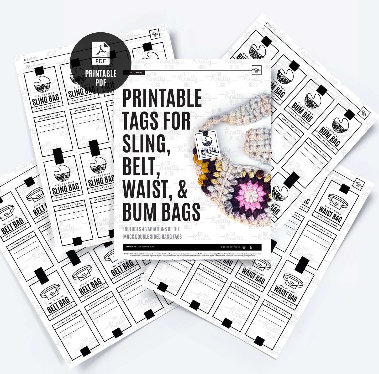 PRINTABLE Crossbody Sling Bag Hang Tags Digital PDF Labels - Etsy