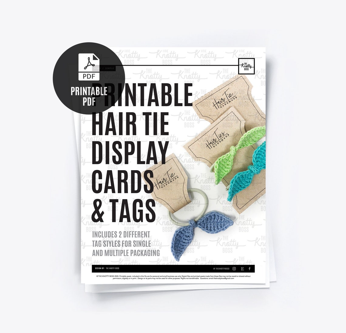 Printable Hair Tie Tags: Simple Display Cards (downloadable PDF) - Etsy