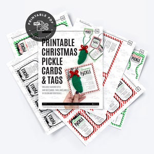 PRINTABLE Christmas Pickle Tags - PDF - Hide the Pickle Cards. Holiday ...