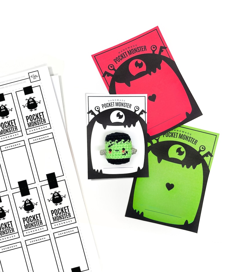 Printable Pocket Monster Display Cards: Halloween Amigurumi Packaging ...