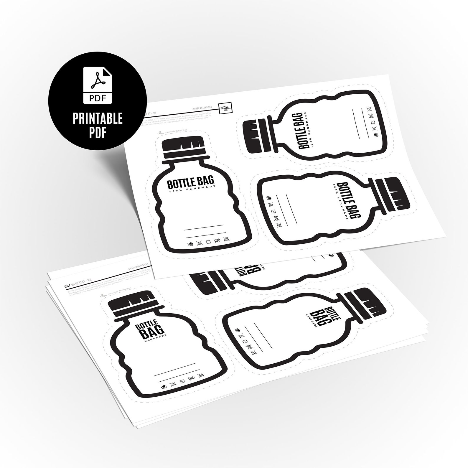PRINTABLE Water Bottle Template for Handmade Bottle Bags. Downloadable ...