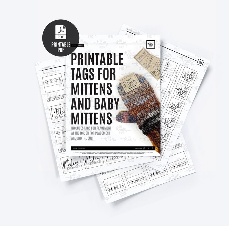 PRINTABLE Mitten Baby Mitten Tags Digital PDF Simple - Etsy