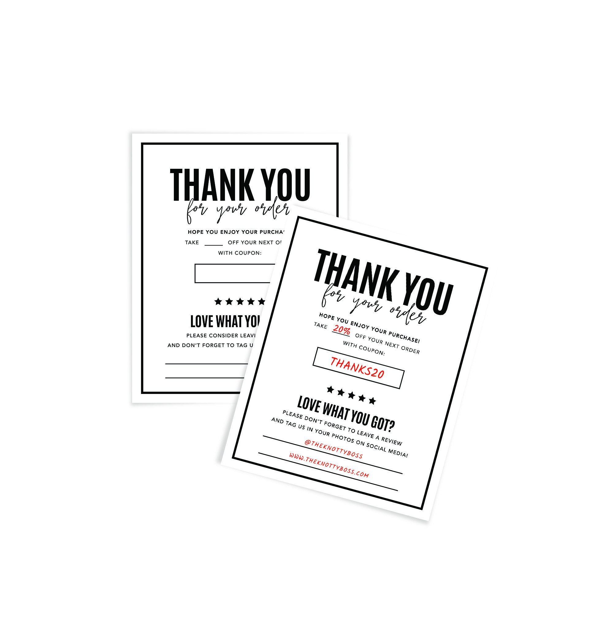 PRINTABLE Leave Review Thank You Order Insert Card Downloadable PDF 