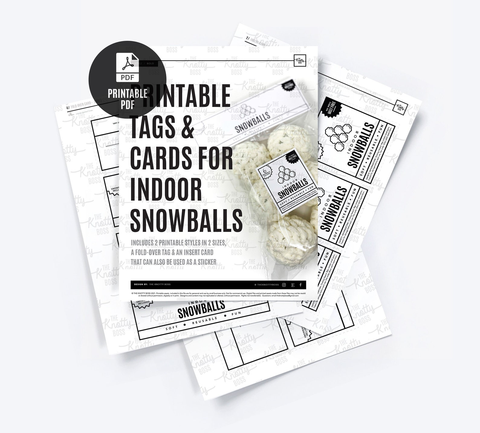 PRINTABLE Snowball Packaging DIGITAL PDF Insert Cards & Labels for ...