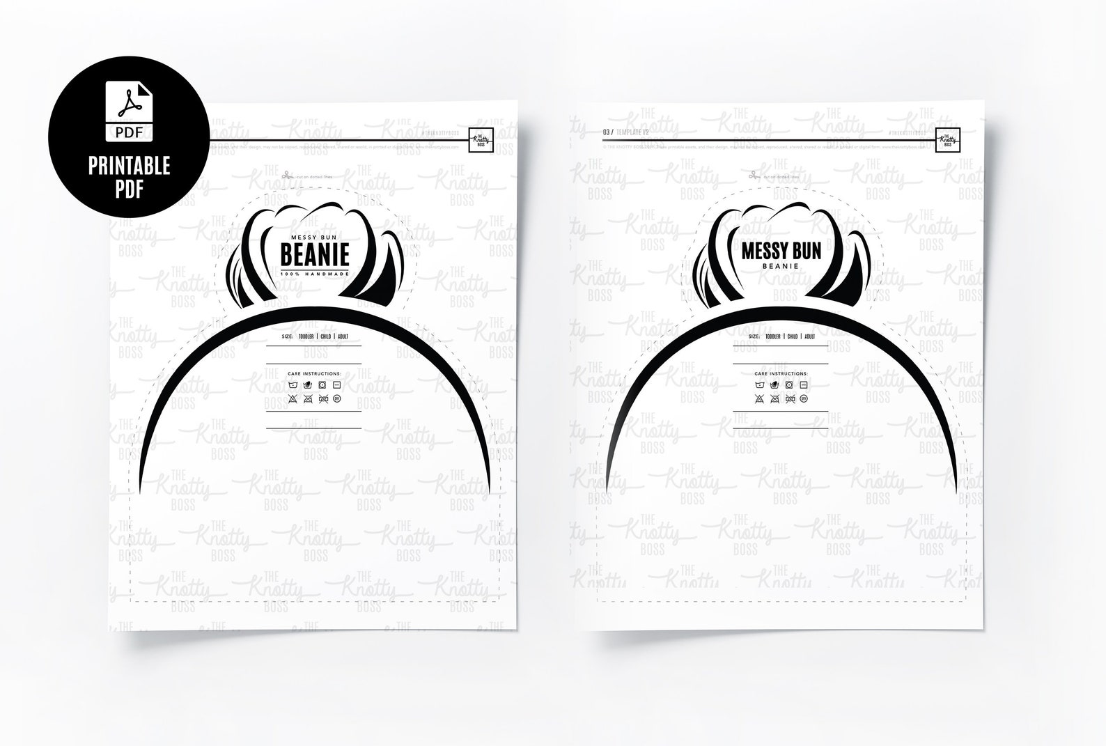 PRINTABLE Messy Bun Template - Downloadable PDF - Bun Beanie Display ...