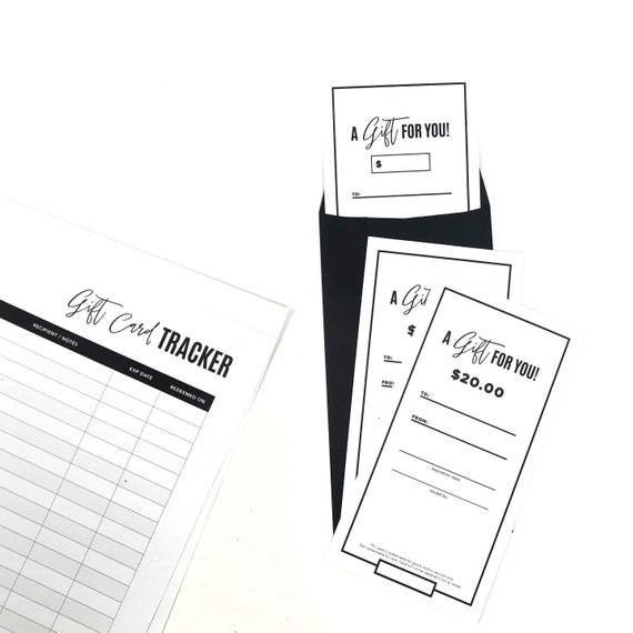 PRINTABLE Gift Card Templates BONUS Printable Tracker. - Etsy