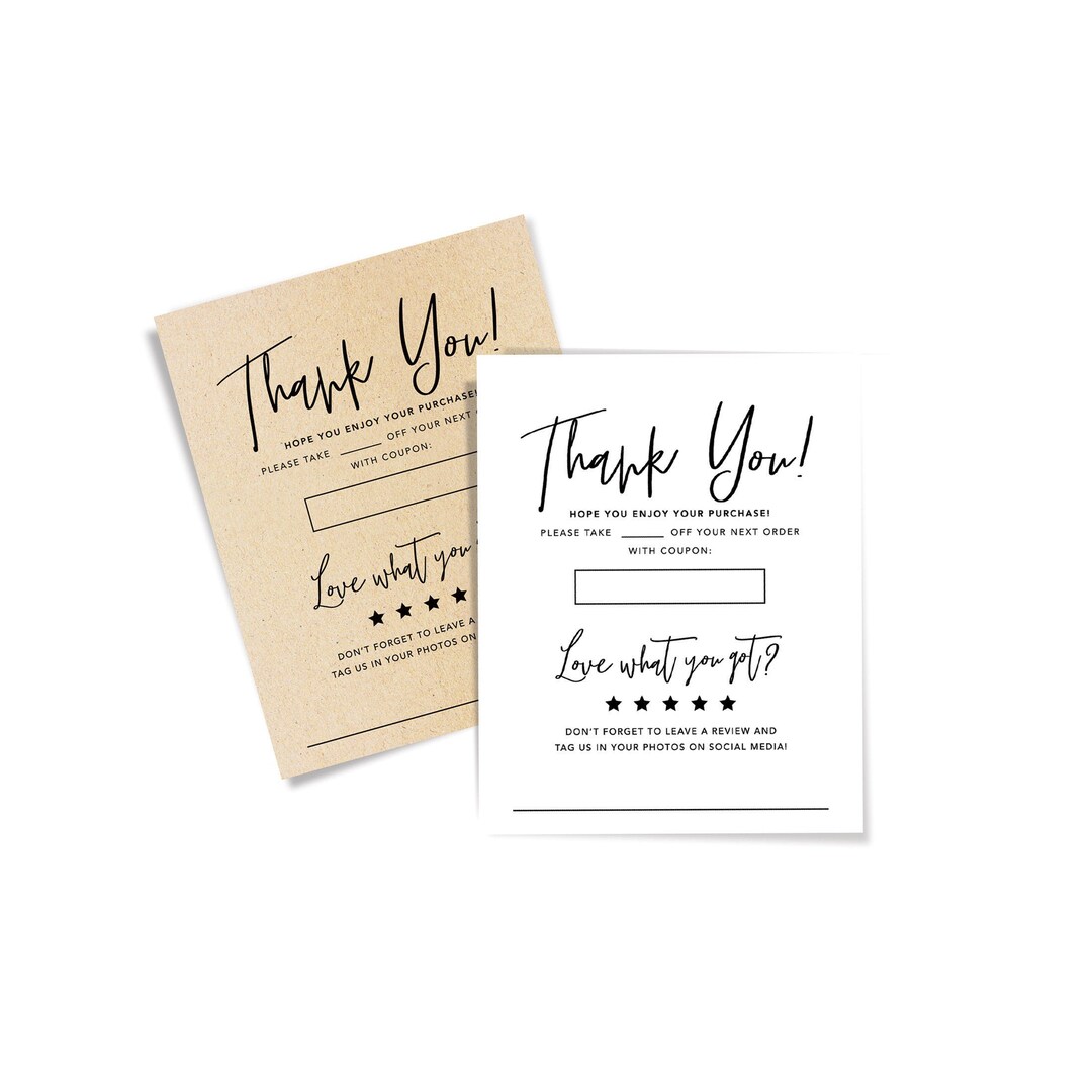 PRINTABLE Thank You Insert Card (simple Style) Digital PDF - Handmade ...