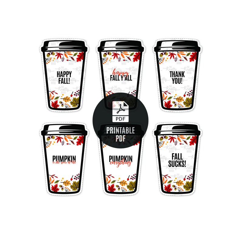 PRINTABLE Fall Cup Cozy Inserts: 6pc Digital PDF - Autumn Leaf Themed ...