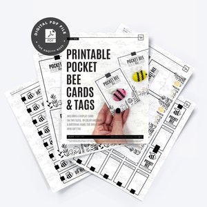 PRINTABLE Pocket Bee Tags - Digital PDF - Display Cards Packaging for ...