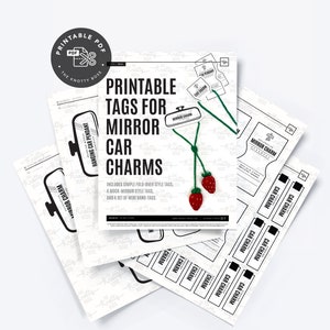 PRINTABLE Car Charm Tags - Digital PDF - Rearview Mirror Pendant Labels ...