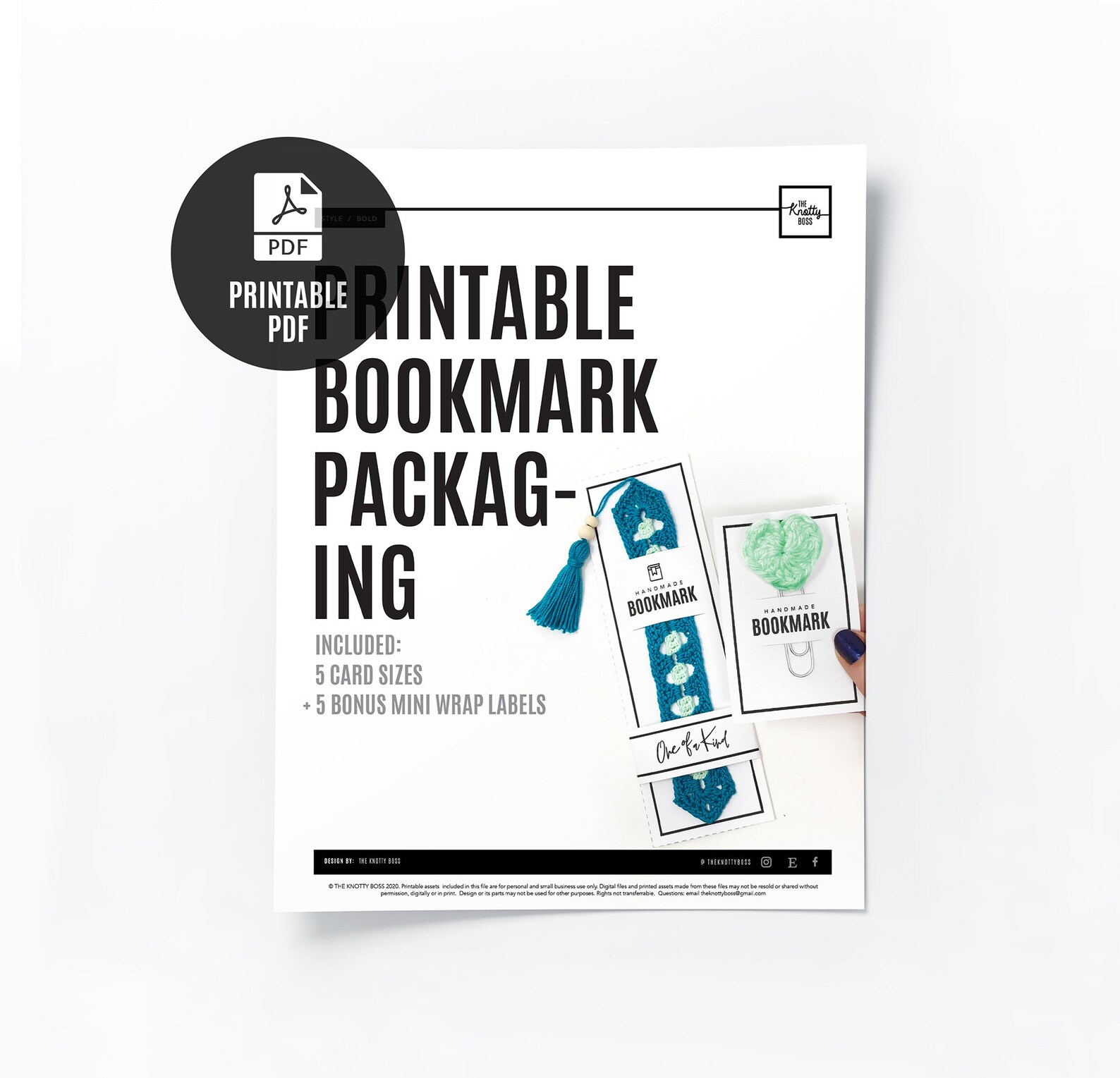 PRINTABLE Bookmark Packaging Downloadable PDF DIY Backing - Etsy