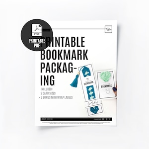 PRINTABLE Bookmark Packaging - Downloadable PDF - DIY Backing Card and ...