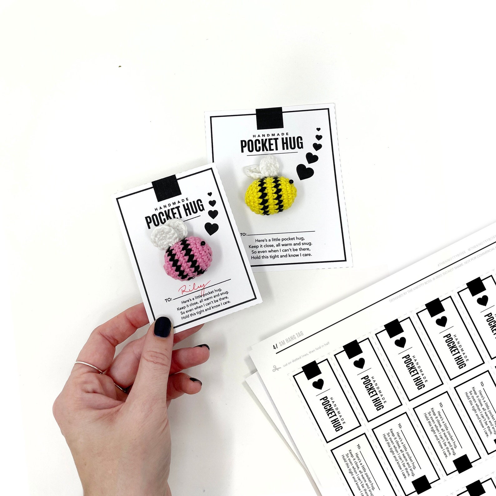PRINTABLE Pocket Hug Tags Digital PDF DIY Packaging - Etsy