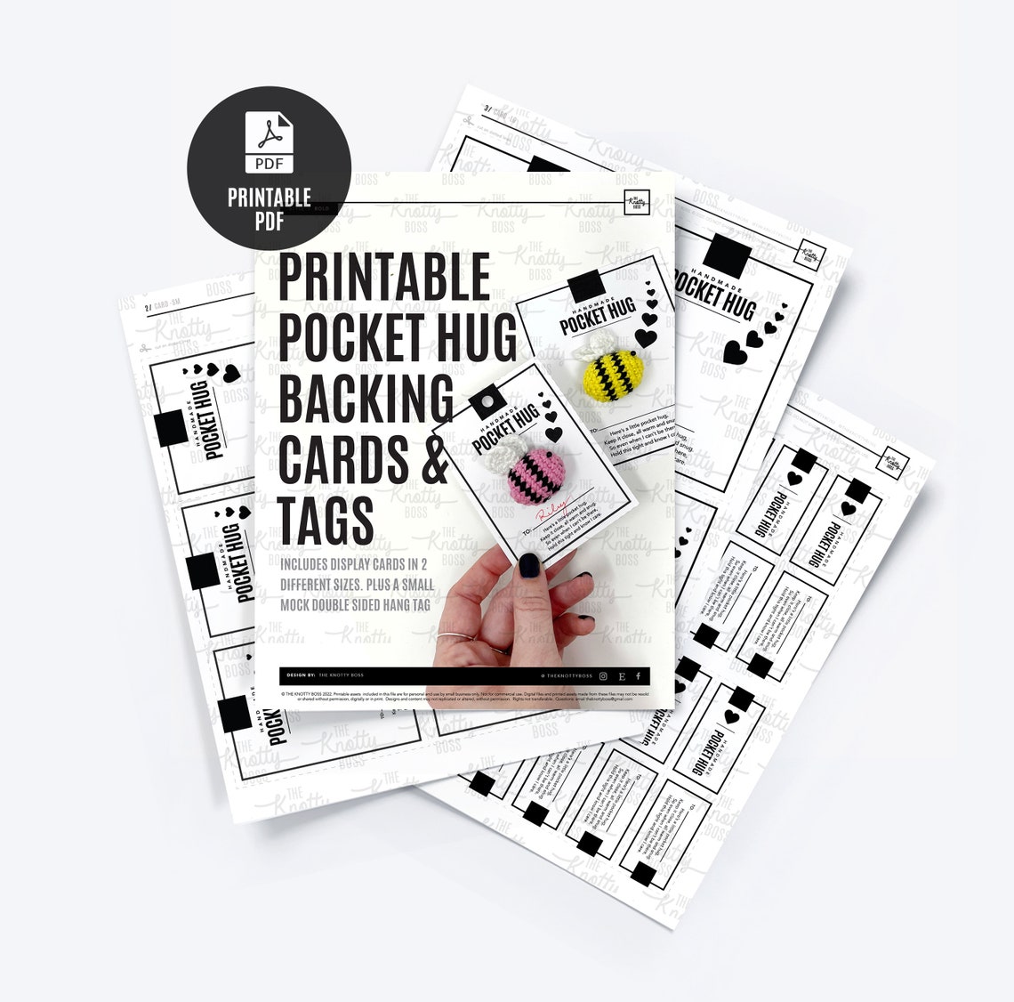 PRINTABLE Pocket Hug Tags Digital PDF DIY Packaging | Etsy