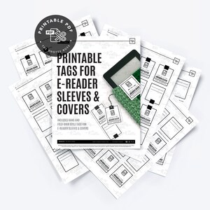 PRINTABLE Ereader Sleeve Tags - Digital PDF - Labels + Templates for ...