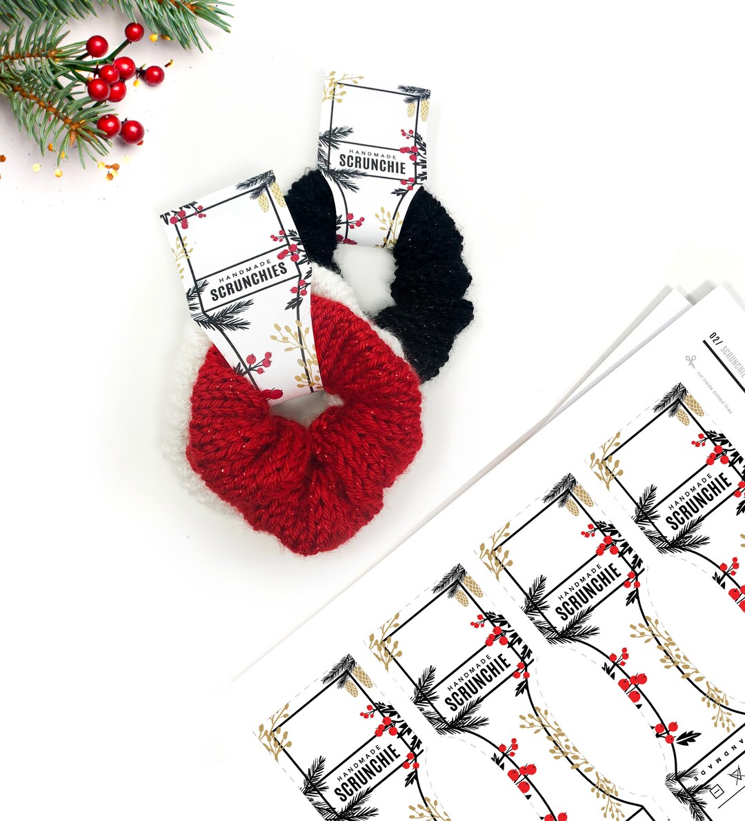 PRINTABLE Holiday Scrunchie Tags - Downloadable PDF - Hang Tag for ...