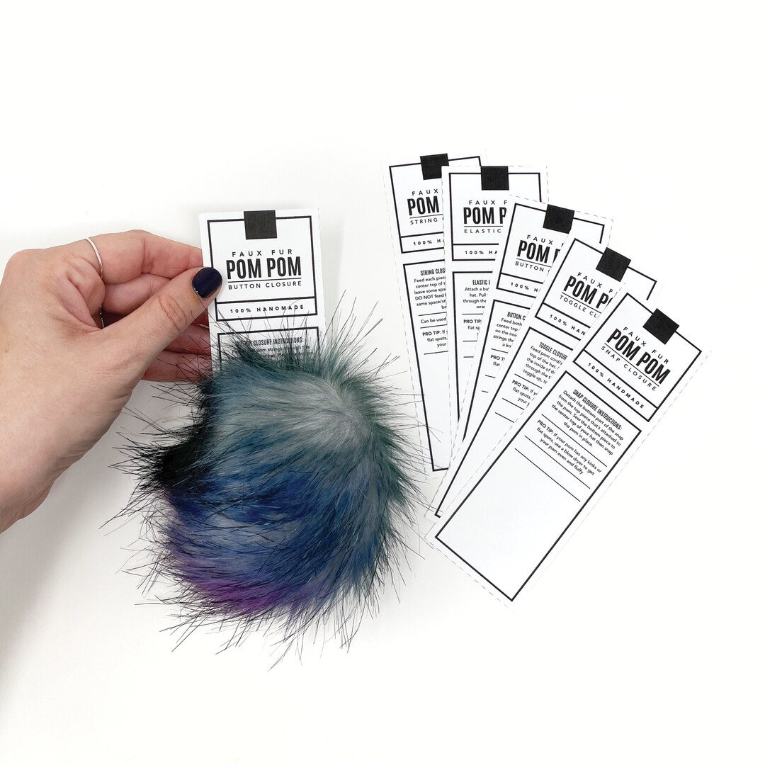 PRINTABLE Faux Fur Pom-pom Tags - Digital PDF - Cutout Label Tempalate ...
