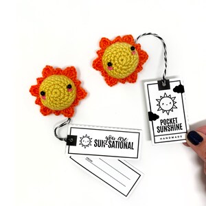 PRINTABLE Pocket Sunshine Tags - BONUS Amigurumi Sun Crochet Pattern ...