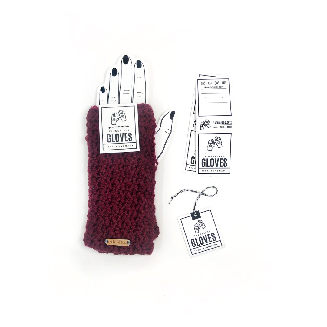 PRINTABLE Fingerless Glove Tag Pack. 2pc + Bonus Hand Template ...