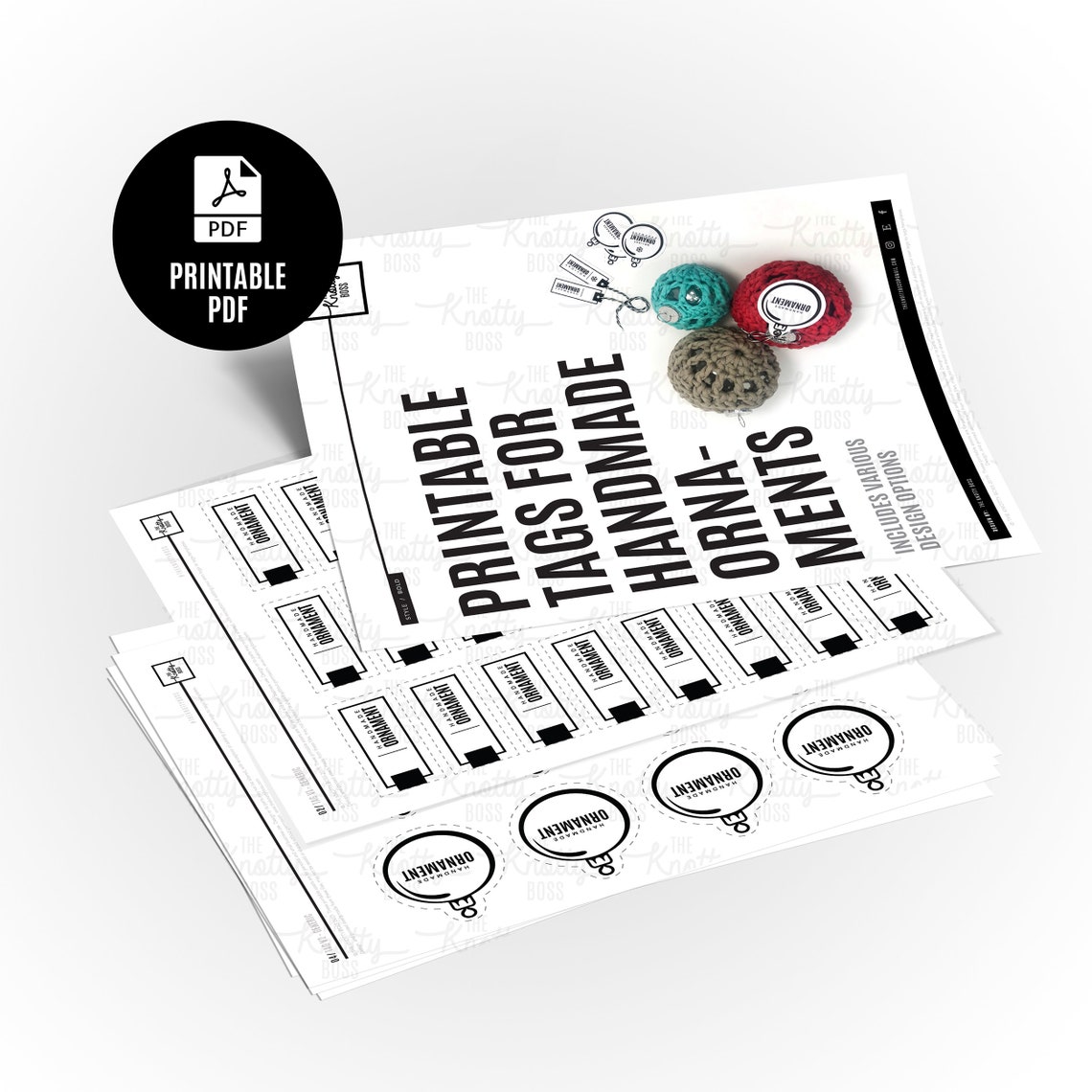 PRINTABLE Ornament Tag Templates - BOLD Style - Downloadable PDF - Hang ...