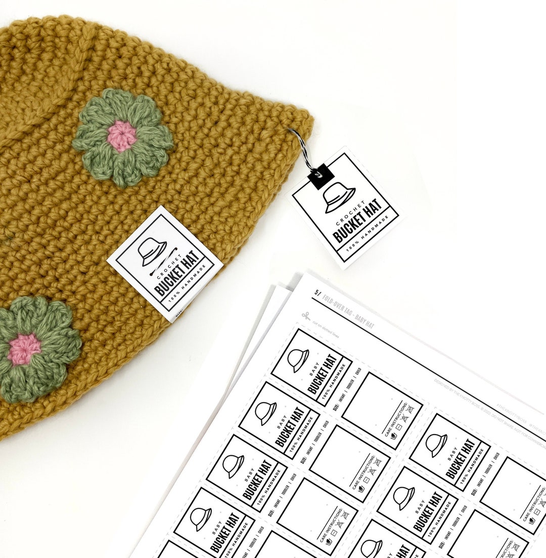 PRINTABLE Bucket Hat & Baby Bucket Hat Tags - Digital PDF - Labels for ...