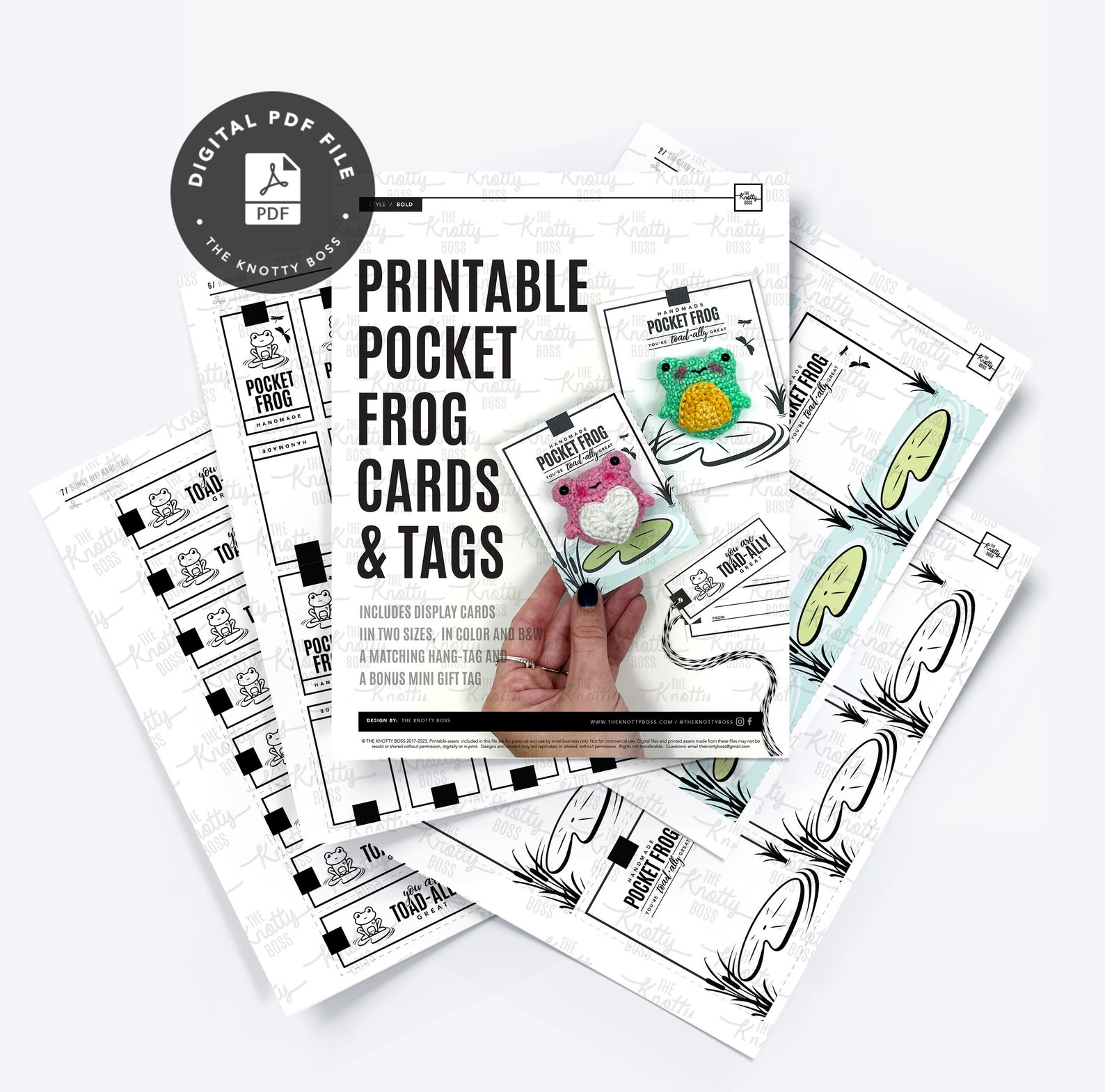 PRINTABLE Pocket Frog Tags - Digital PDF - Amigurumi Backing Dislplay ...