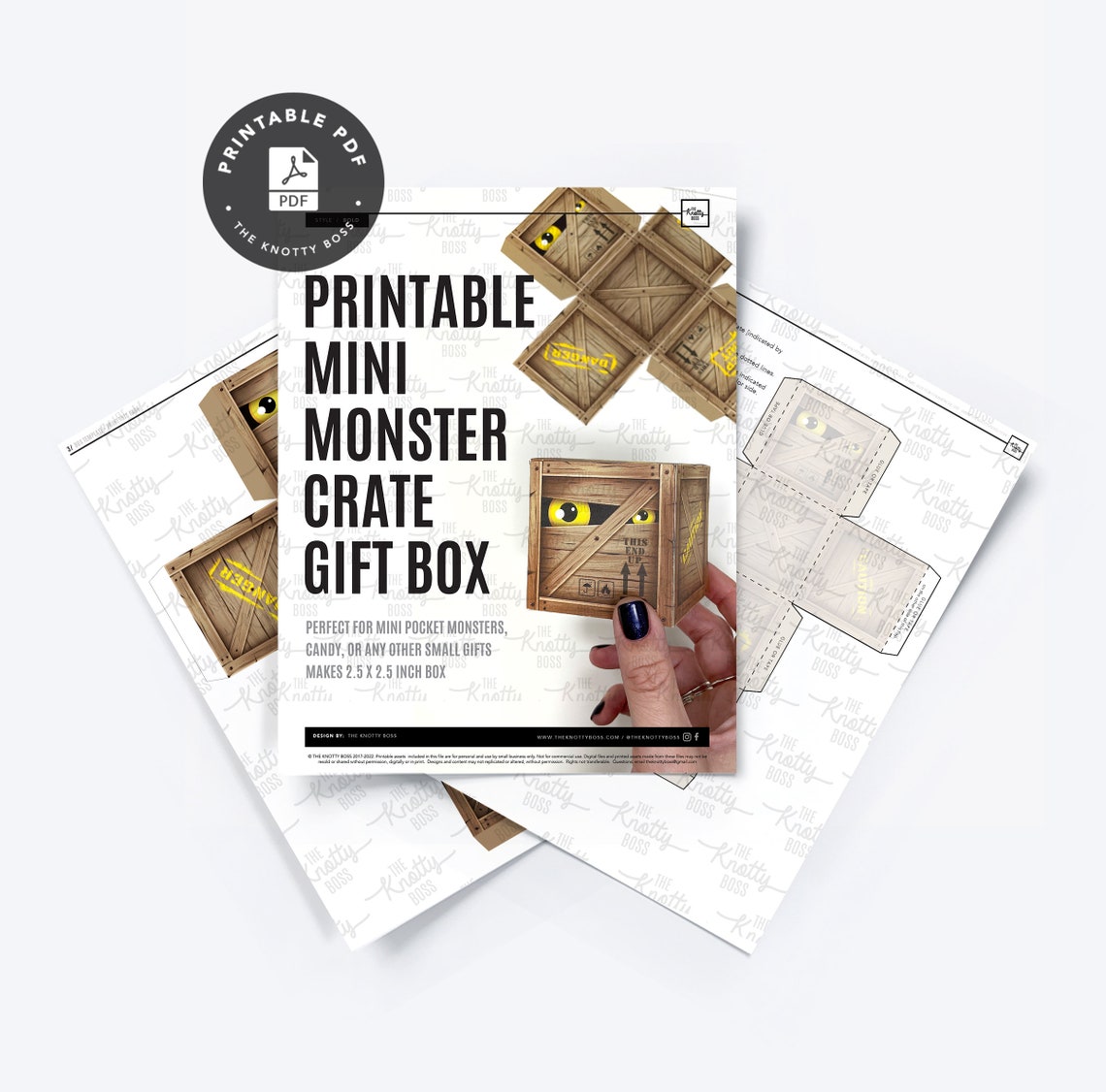 PRINTABLE Monster Crate Mini Gift Box Template - PDF + PNG Cut File ...