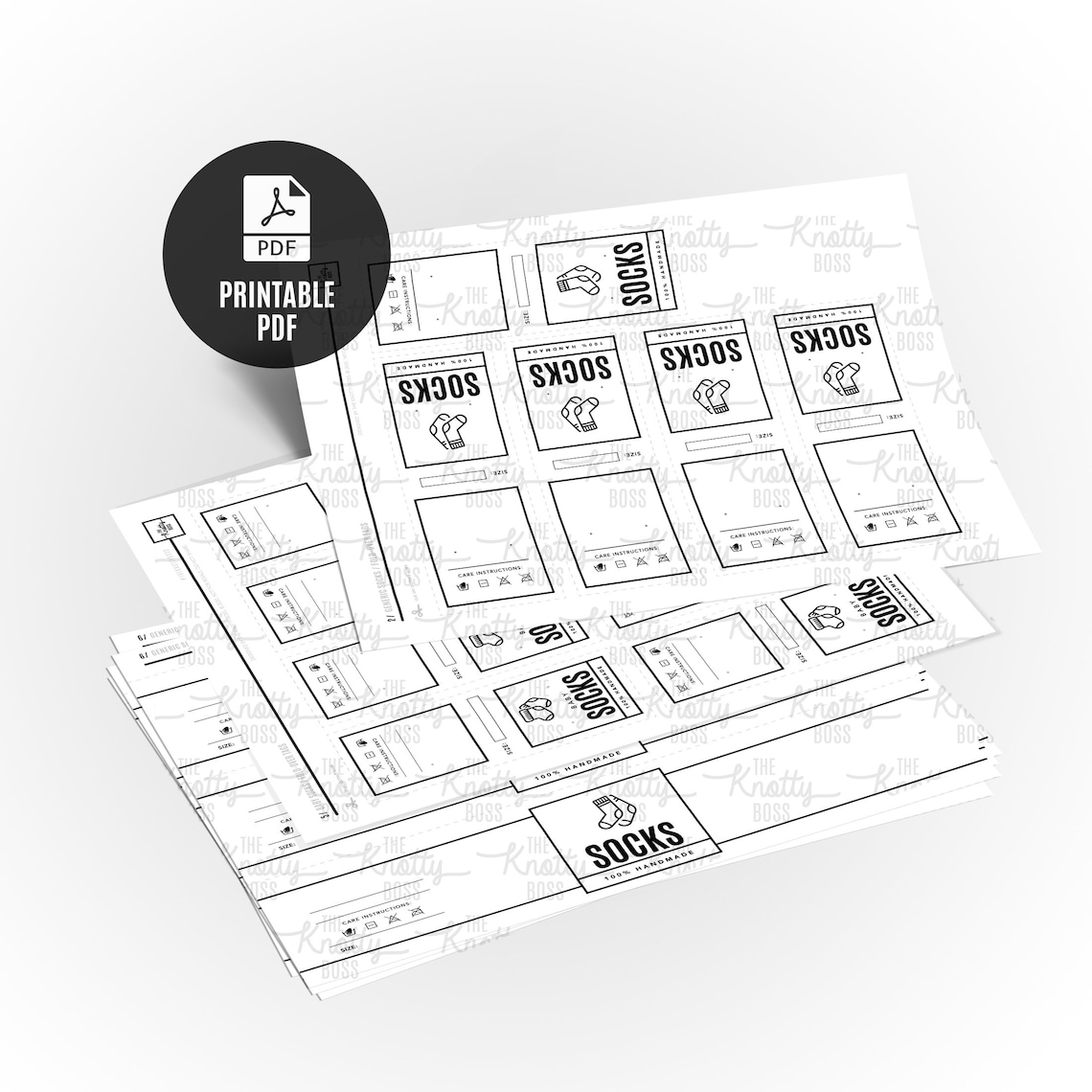 PRINTABLE Sock Tags Wrap Labels Downloadable PDF Bold - Etsy UK