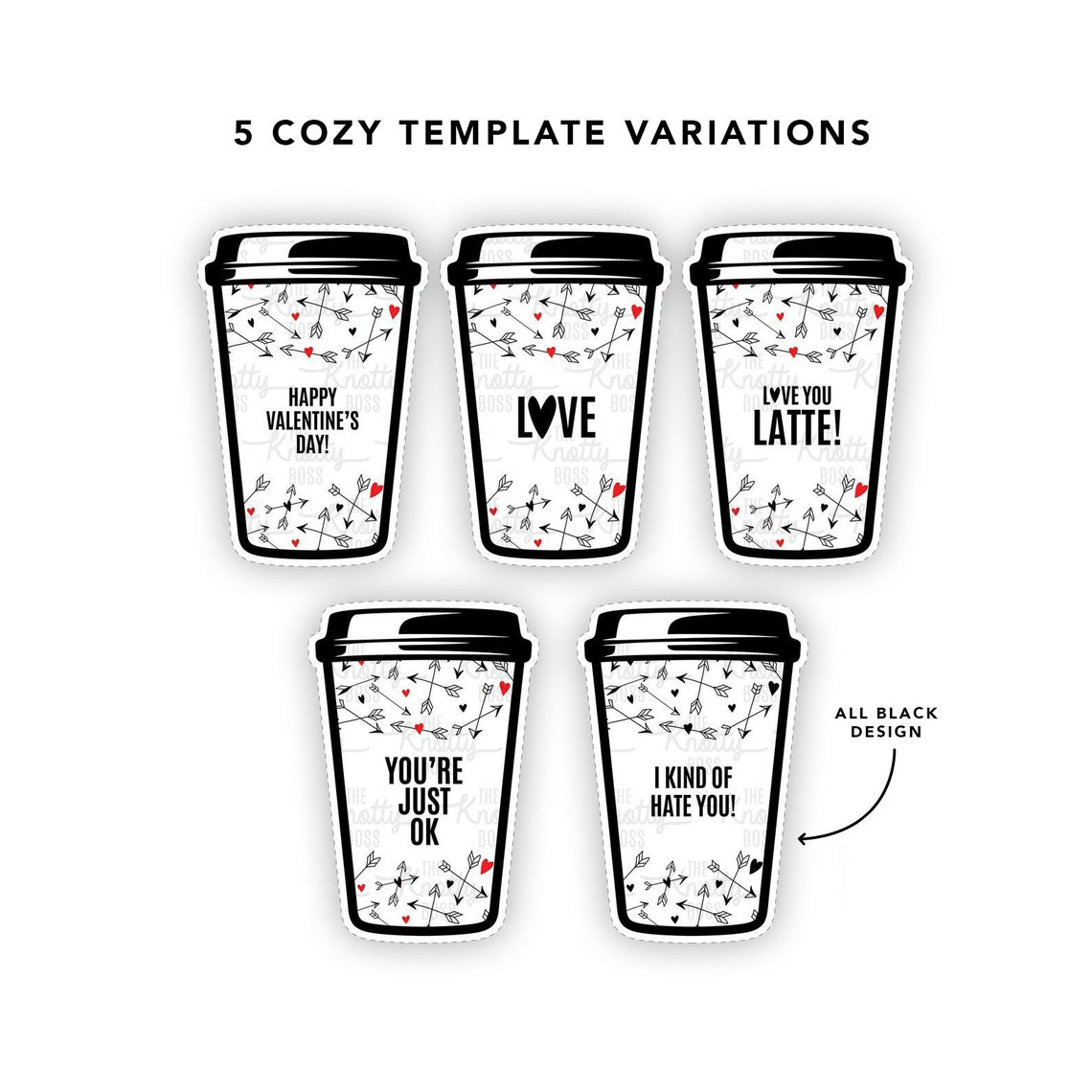 PRINTABLE BUNDLE - 3pc Valentine's Day Cards, Gift Tags + Cup Cozy ...