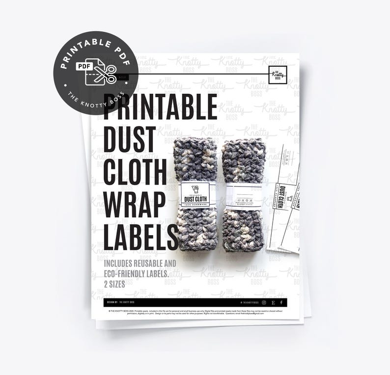 PRINTABLE Dust Cloth Wrap Labels - Downloadable PDF. DIY Print-at-home ...