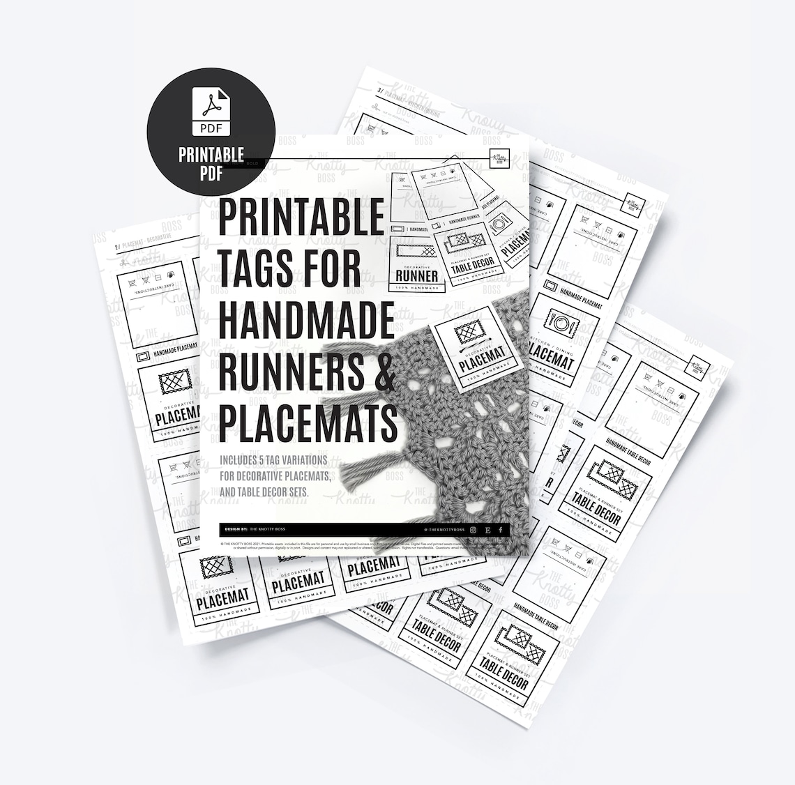 PRINTABLE Placemat & Table Runner Tags Digital PDF Labels | Etsy